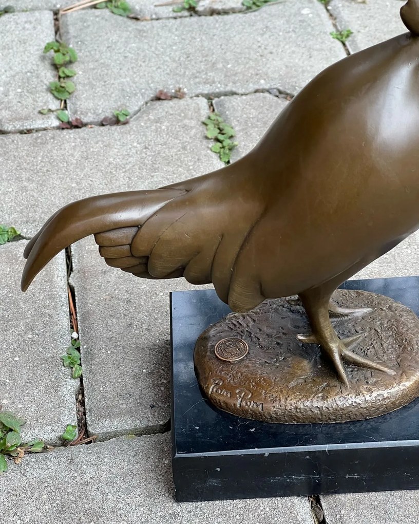 Bronzová socha soška - KOHOUT zvířecí figurína