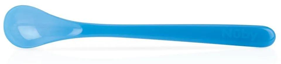 NUBY Lžička termo s dlouhou rukojetí 2 ks 3 m+, modrá