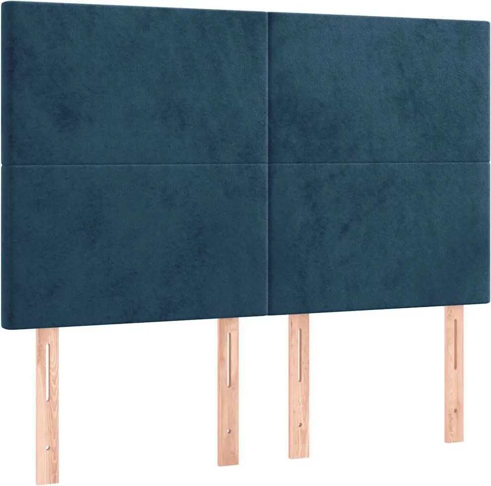 Box spring postel s matrací a LED tmavě modrá 140x200 cm samet 3136009