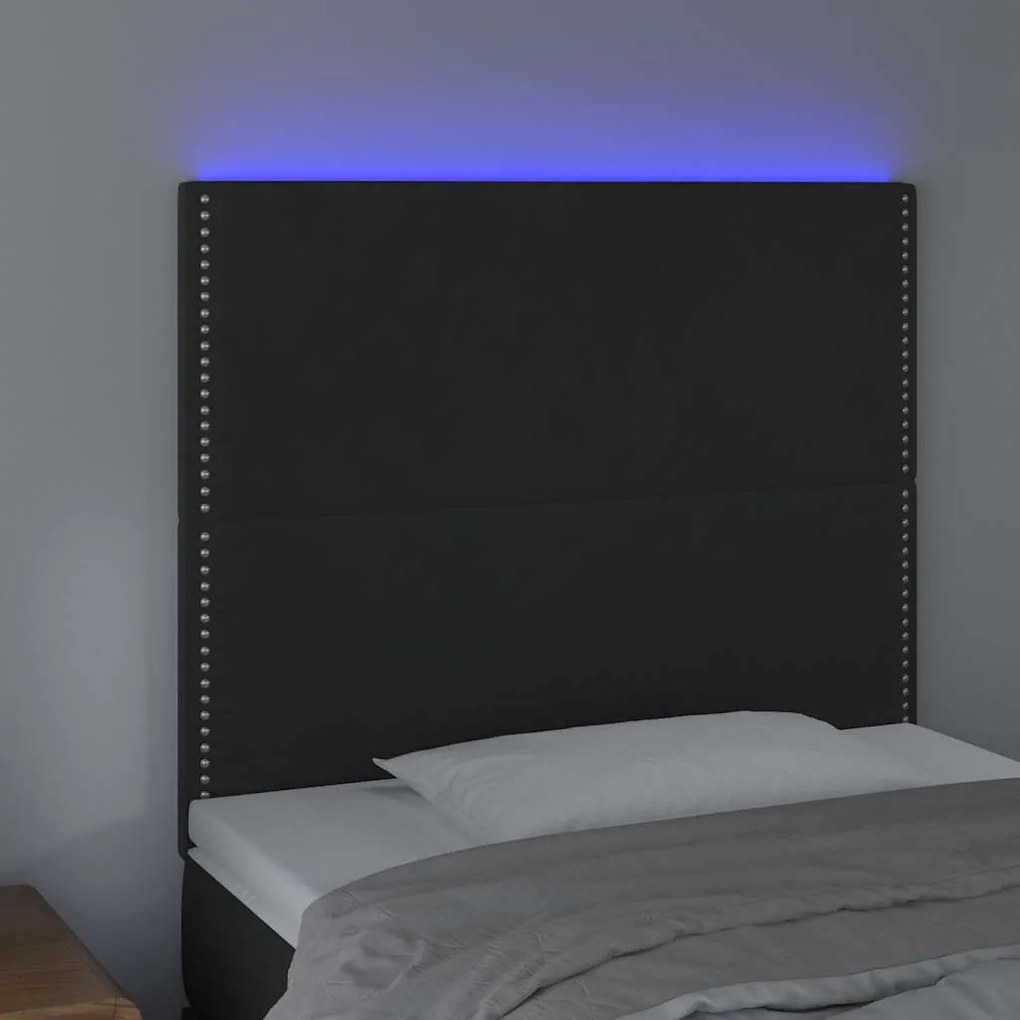Čelo postele s LED černé 100x5x118/128 cm samet 3122328