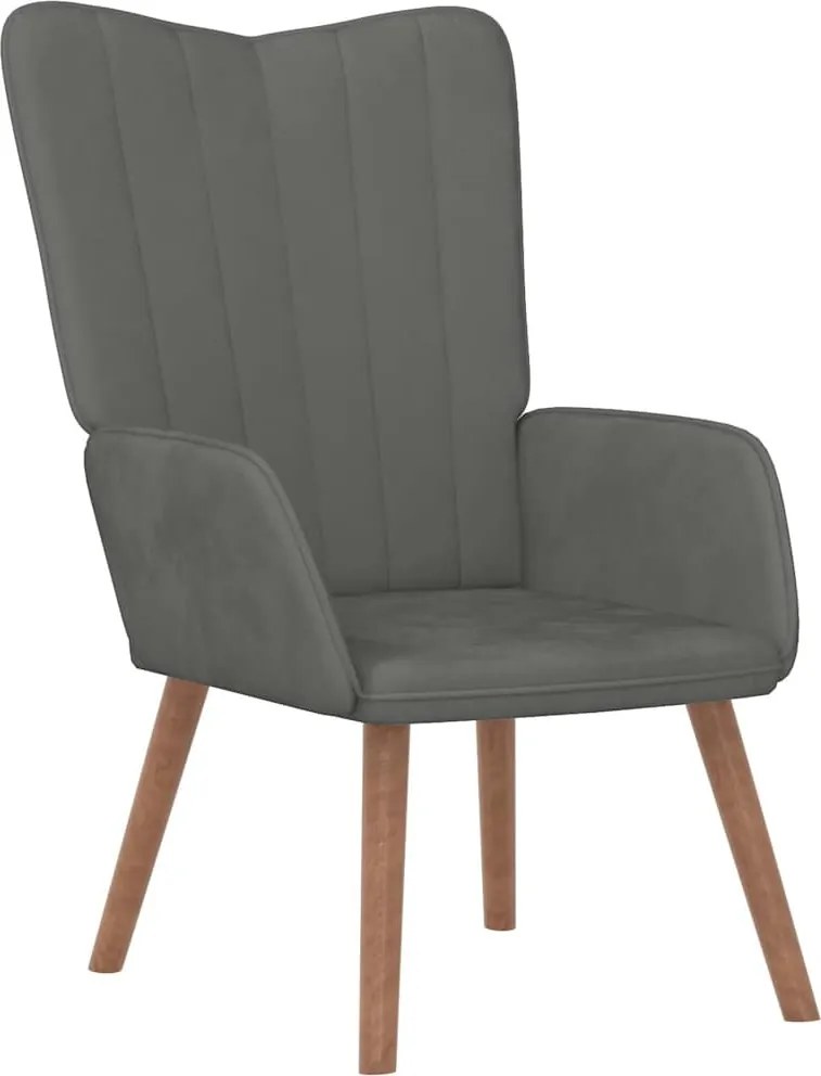 Relaxační křeslo tmavě šedé samet 327656