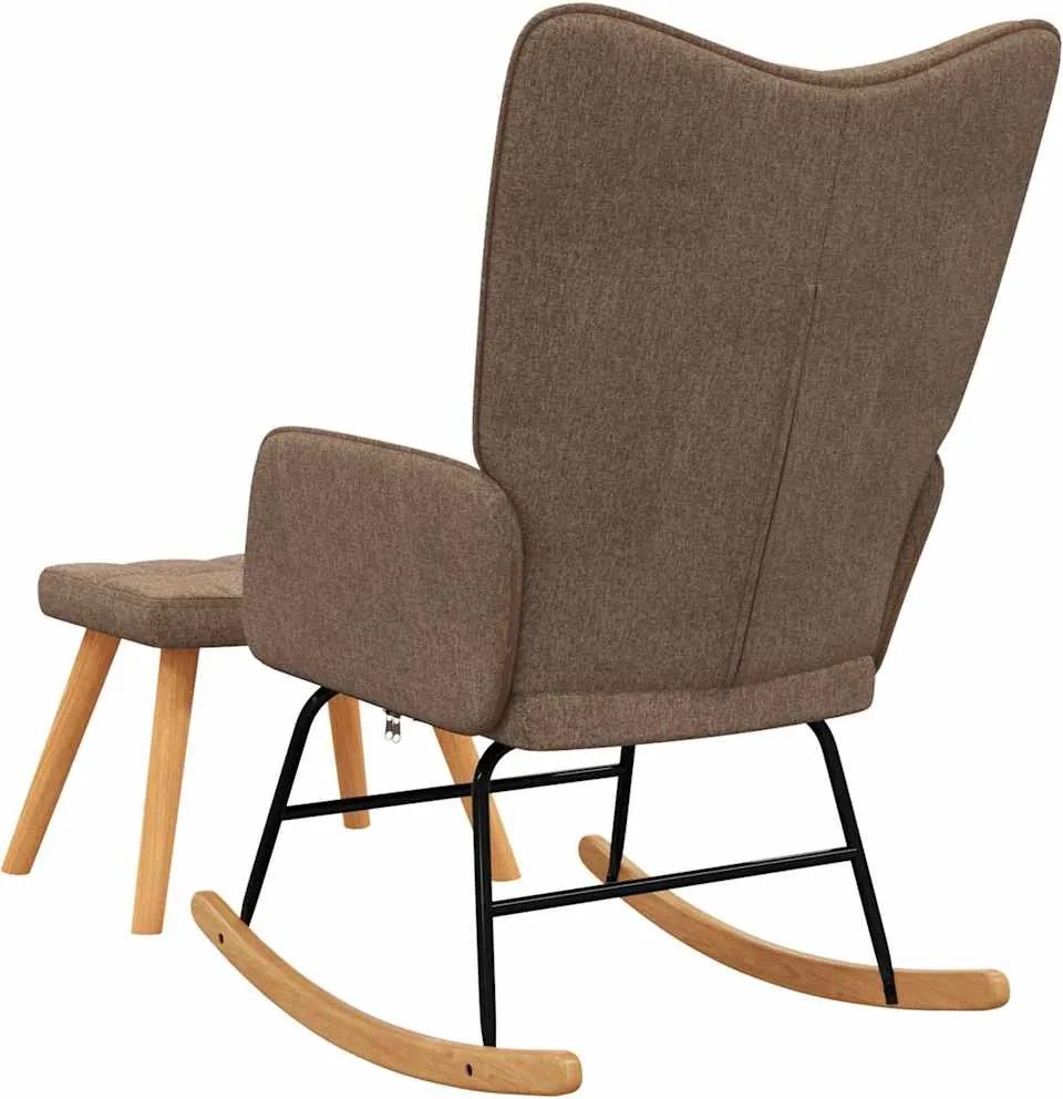 Houpací křeslo se stoličkou hnědé textil 328021