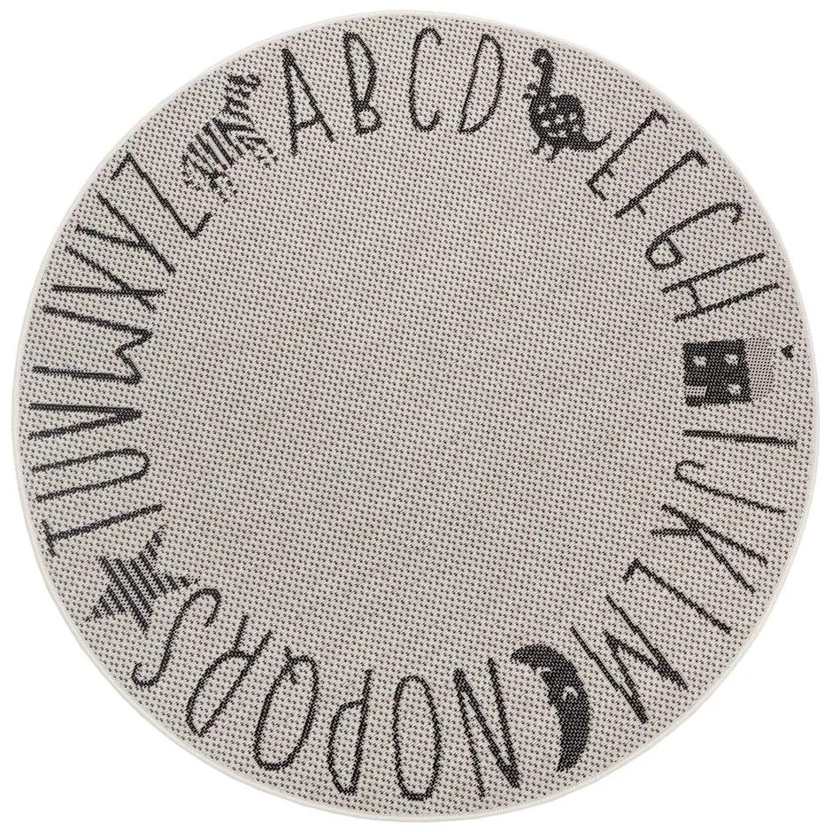 Černo-šedý dětský koberec Ragami Letters, ø 120 cm