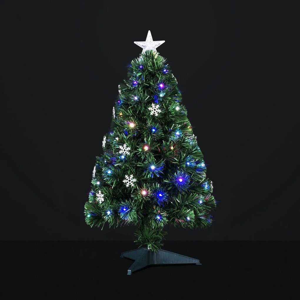 Umělý vánoční stromeček s osvětlením a hvězdou, 90 cm