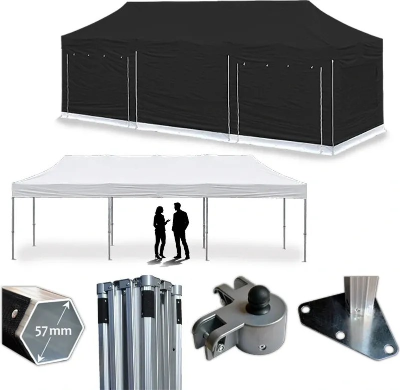 Nůžkový párty stan RedX® PROFI EXTREME 4x12 m (Nůžkový párty stan 4x12 m v naší nejbytelnější hliníkové verzi s možností potisku)