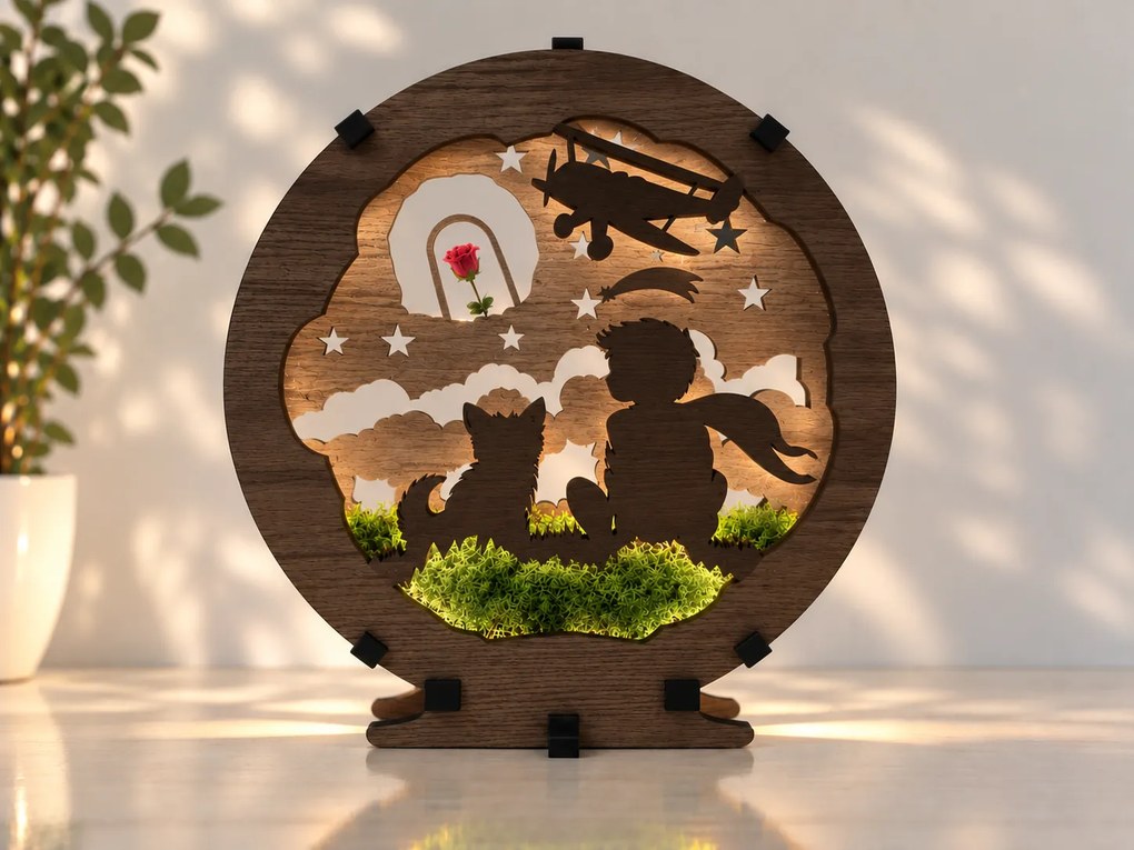 Li-Go "Malý princ s růží" lampa 20x22cm provedení povrchu: bříza