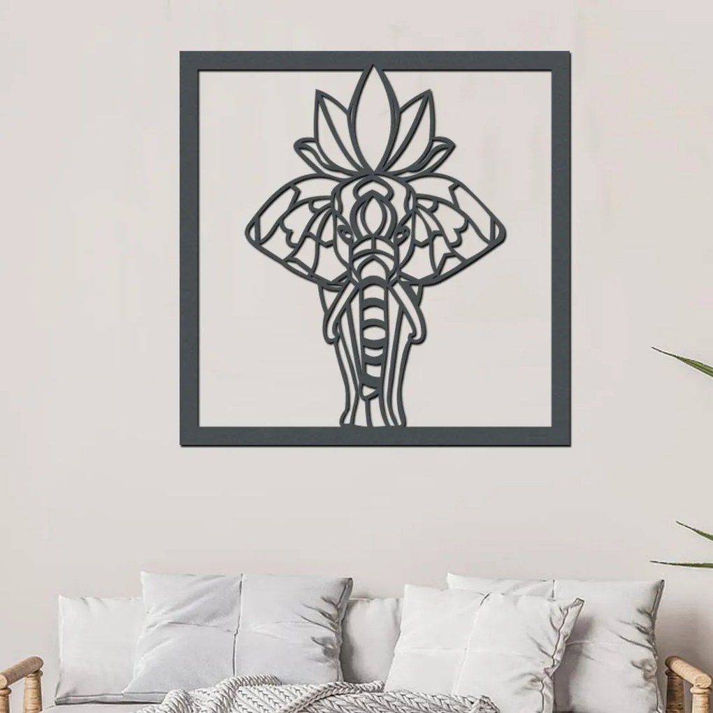 dřevo života Dřevěný obraz HINDU SLON Zvolte rozměr (cm): 95x95, Zvolte barvu dekoru: Černá
