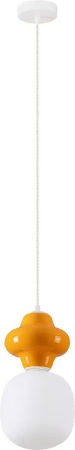 Bílé/oranžové keramické závěsné svítidlo se skleněným stínidlem ø 18 cm Clio – Nova Luce