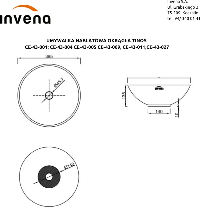 Invena Tinos, keramické umyvadlo na desku 39,5x39,5x13,5 cm, zlatá lesklá-černá lesklá, INV-CE-43-027-C