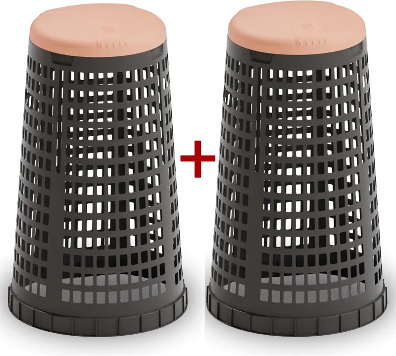 Plastový odpadkový koš na 120 l pytle 1+1 ZDARMA černý, červené víko
