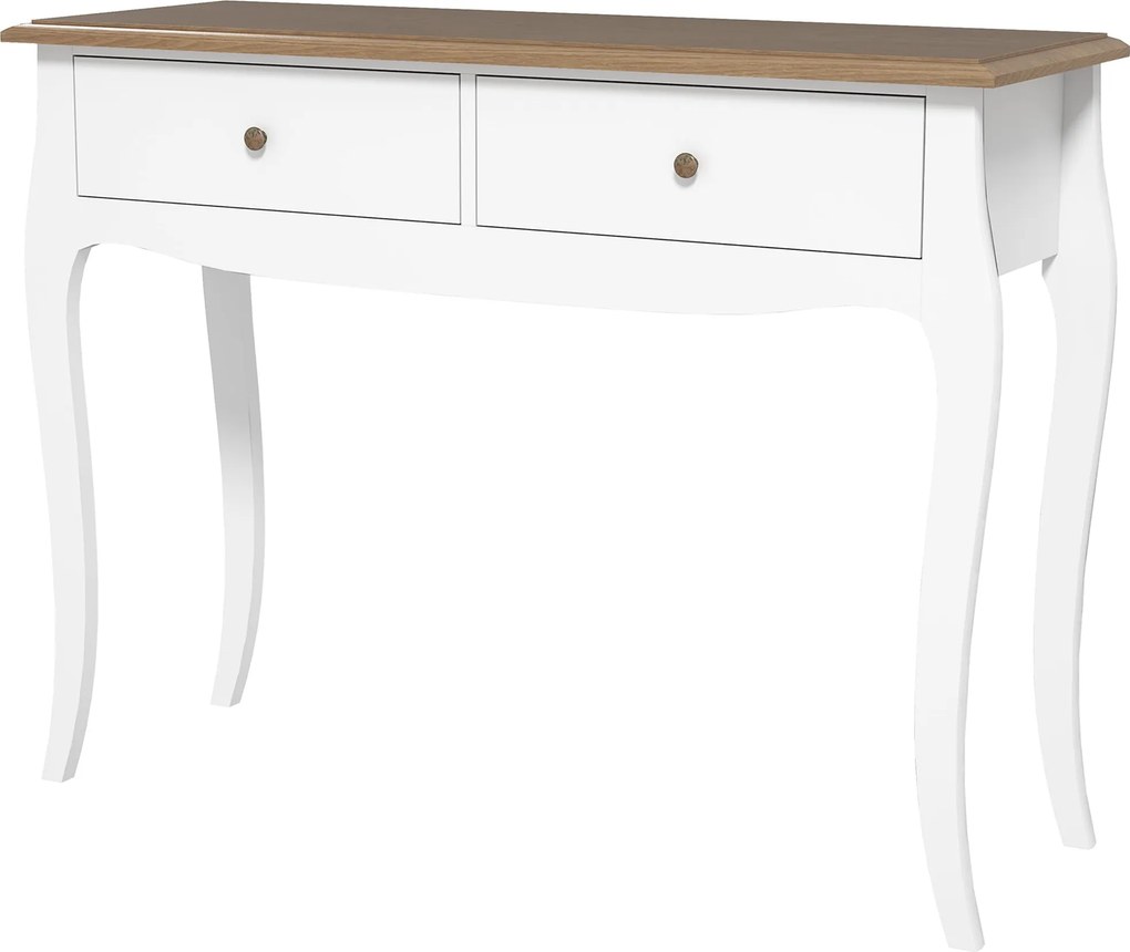 HOMCOM Zrcadlový stolek do předsíně s 2 zásuvkami v francouzském stylu pro chodbu, ložnici a obývací pokoj 100x35x76,5 cm Bílá a tmavě hnědá