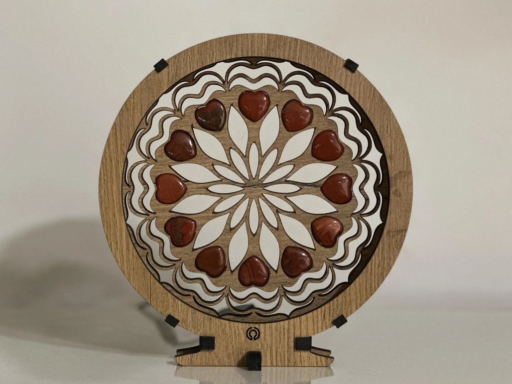 Li-Go "Srdce, karneolová mandala" Stolní lampa 20x22 cm dub