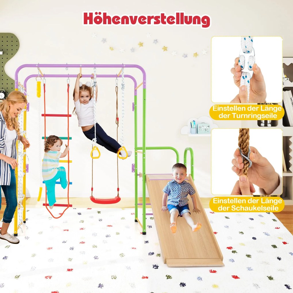 Costway 8 v 1 Prolézačka lezecká stěna a opice a žebřík a lano a gymnastický