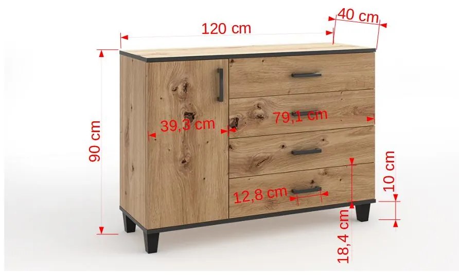 ADRK Komoda POLA 02 ART 160, dub artisan