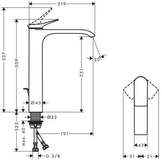 Hansgrohe Vivenis Baterie pro umyvadlovou mísu, s odtokem, bílá mat 75040700