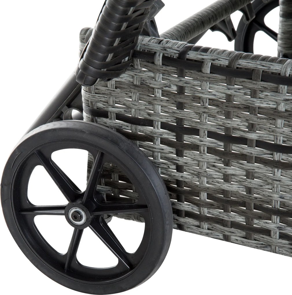 Outsunny Zahradní Lehátka s Bočním Stolkem - 3-dílná Sada Zahradního Nábytku, Polyrattan+Metal Šedý