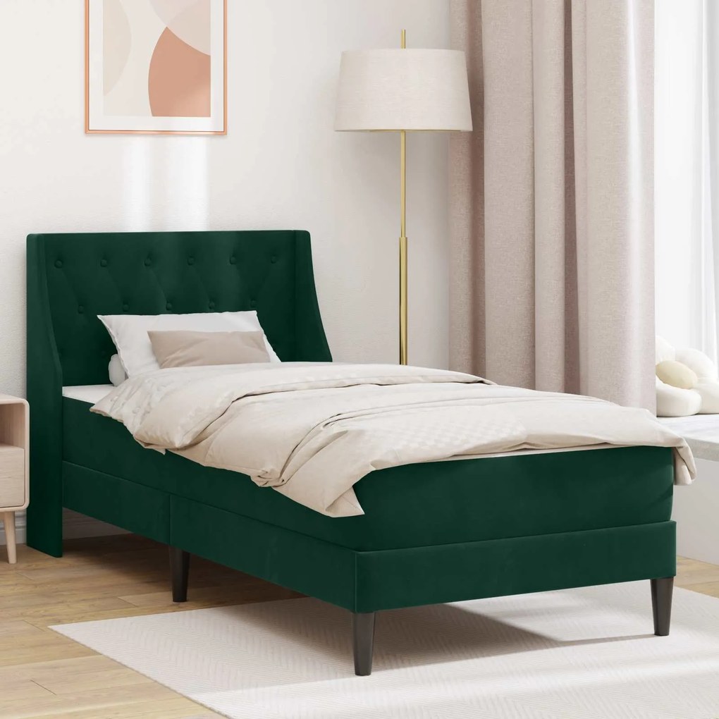 Rám postele s matrací s matrací Tmavě zelená 90 x 200 cm samet 3414773