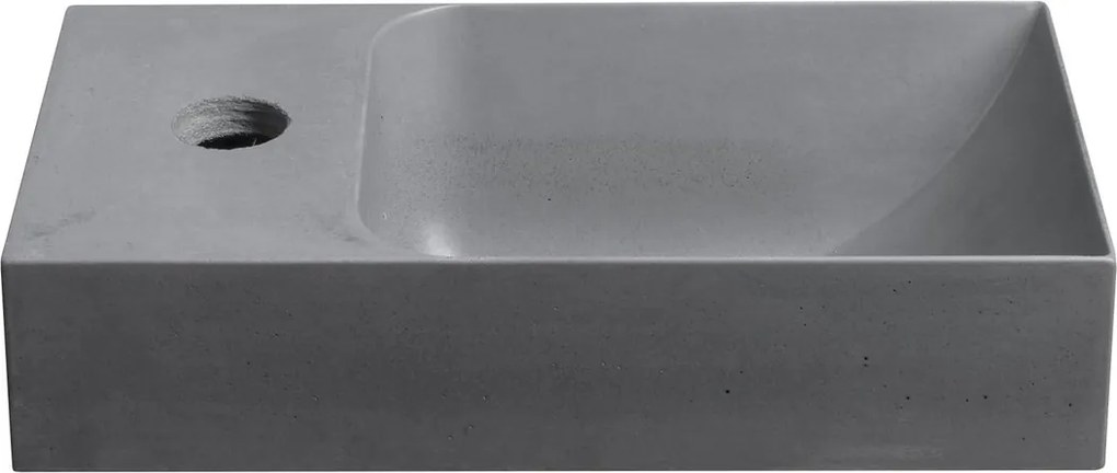 Sapho Sapho, PICCOLINO betonové umyvadlo 30,8x17cm, baterie vlevo, šedá, PK30017