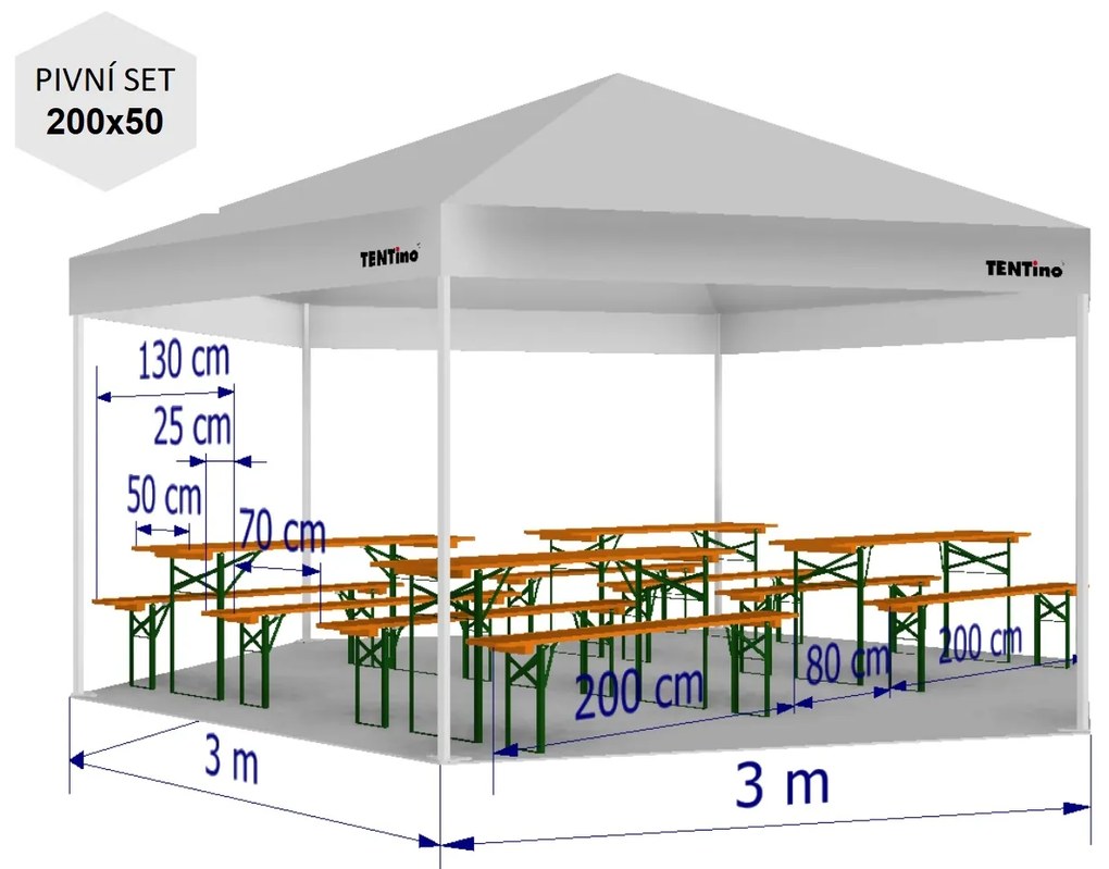 NŮŽKOVÝ PARTY STAN 3x3x3 m TENTino BIG HEXAGON EXTREME Barva: 2A - KRÉMOVÁ