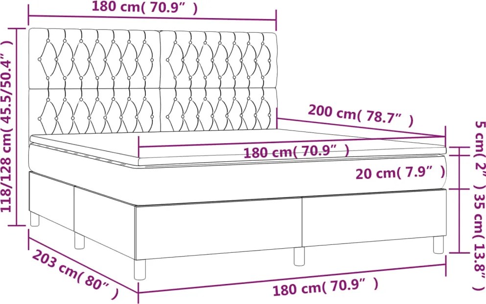 Box spring postel s matrací světle šedá 180 x 200 cm textil 3142033