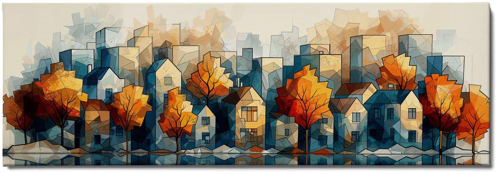 Obraz na plátně - Podzimní město Erysey FeelHappy.cz Velikost obrazu: 120 x 40 cm