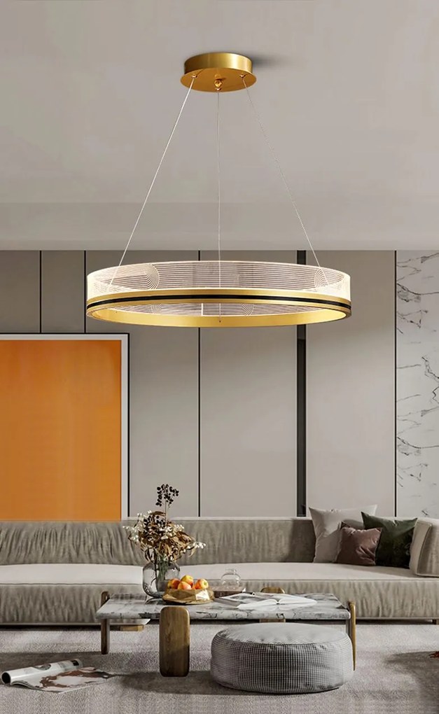 Toolight, LED závěsné svítidlo 60cm APP1190-CP, zlatá, OSW-40020