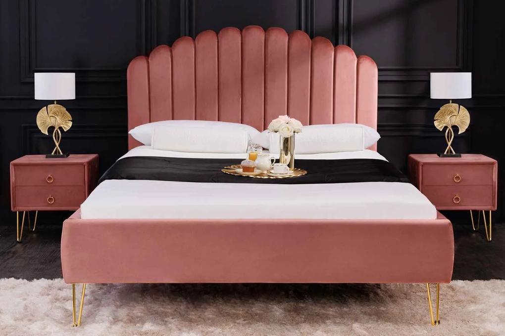 Designová postel Palmira 140 x 200 cm starorůžová