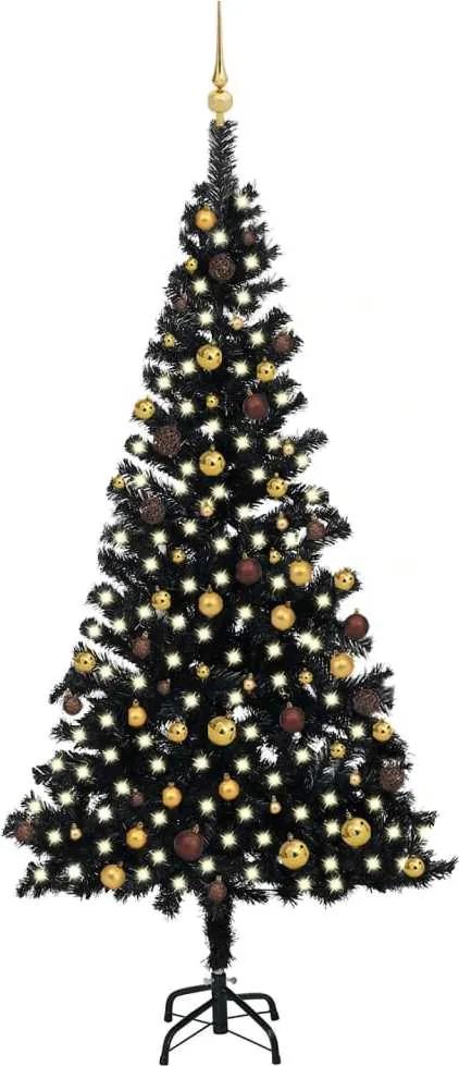 vidaXL Umělý vánoční stromek s LED a sadou koulí 240 cm PVC [3077506] Barva: modrá a šedá