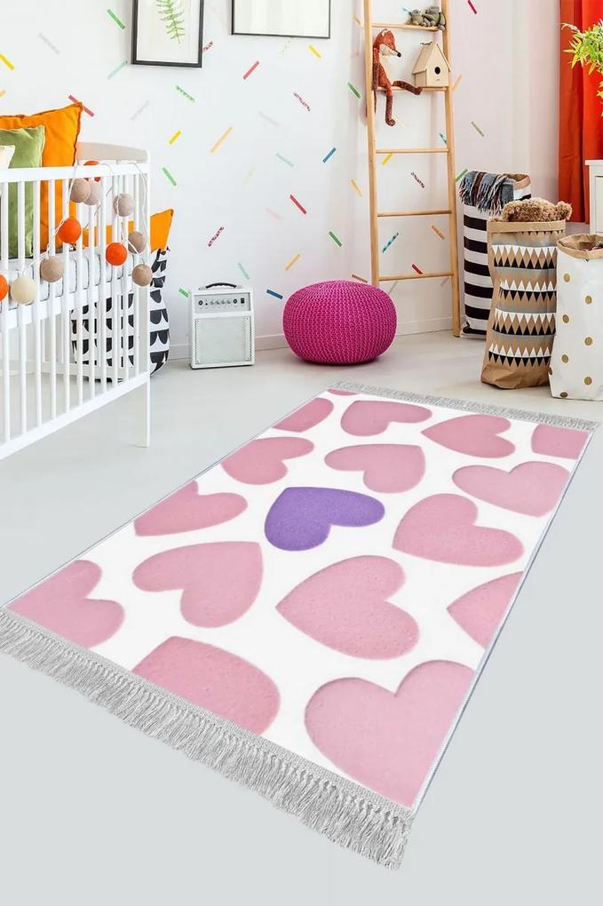 Dětský koberec Hearts 80x120 cm růžový