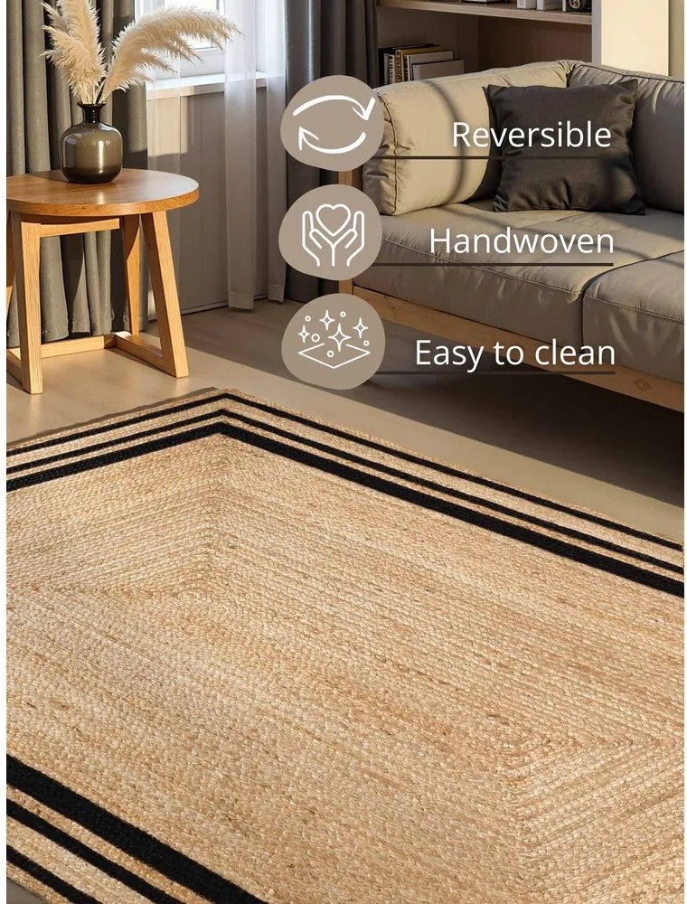 Černý/v přírodní barvě oboustranný/ručně tkaný jutový koberec 80x150 cm Looma – Hanse Home