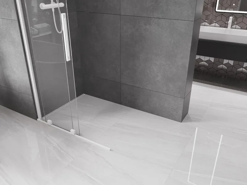 Mexen Velar, posuvné dveře do otvoru typ Walk-In 85 cm, 8mm čiré sklo, bílá, 871-085-000-03-20