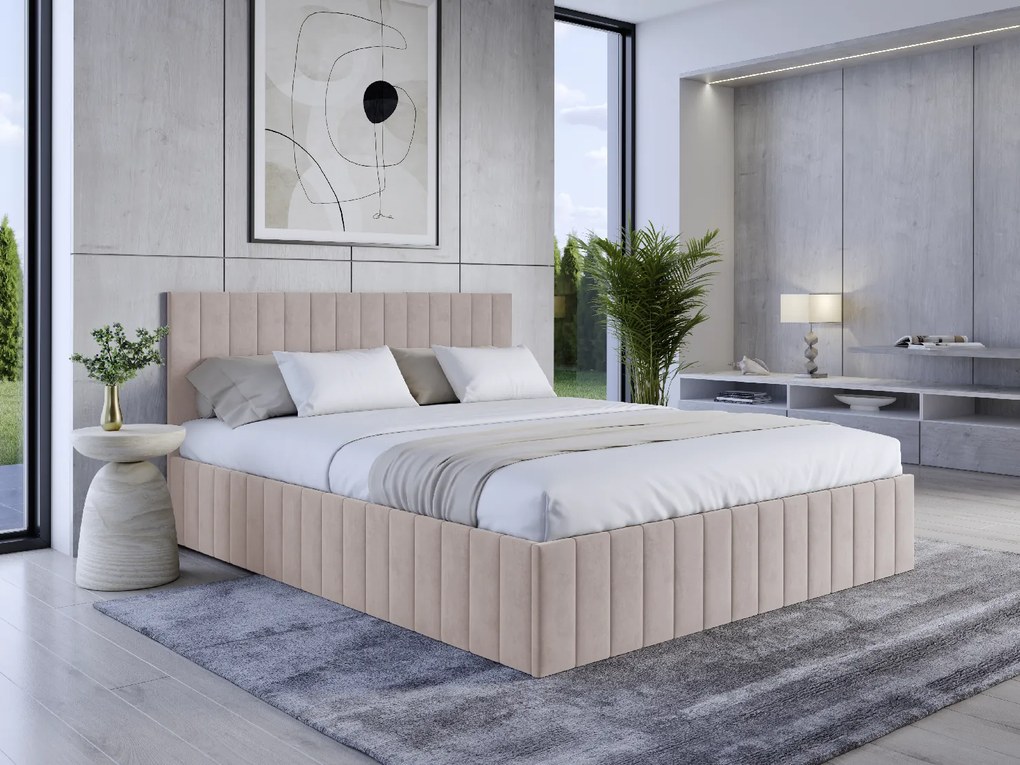Eka Čalouněná postel LINDA 160x200 cm Barva látky Trinity: Světle růžová (Trinity 2319)