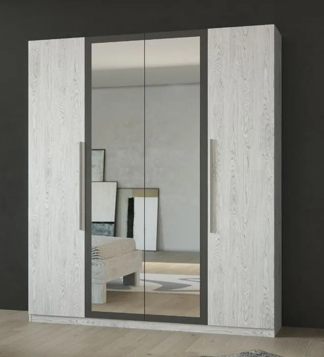 Šatní skříň AGADIR 4D antracit/light artwood