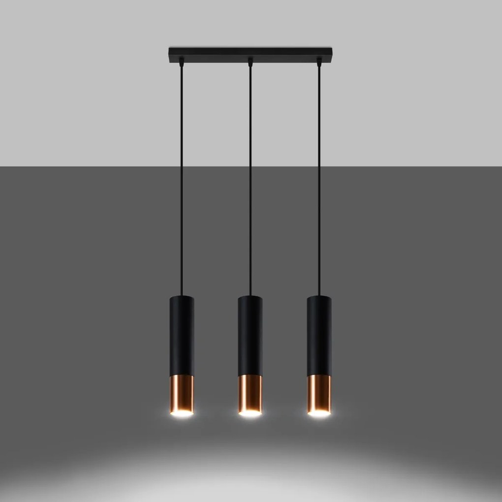 Sollux Lighting Závěsné svítidlo LOOPEZ 3L černé/měď