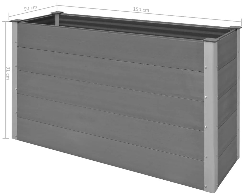 Vyvýšený záhon dřevoplast 150 x 50 x 91 cm šedý - Default Title