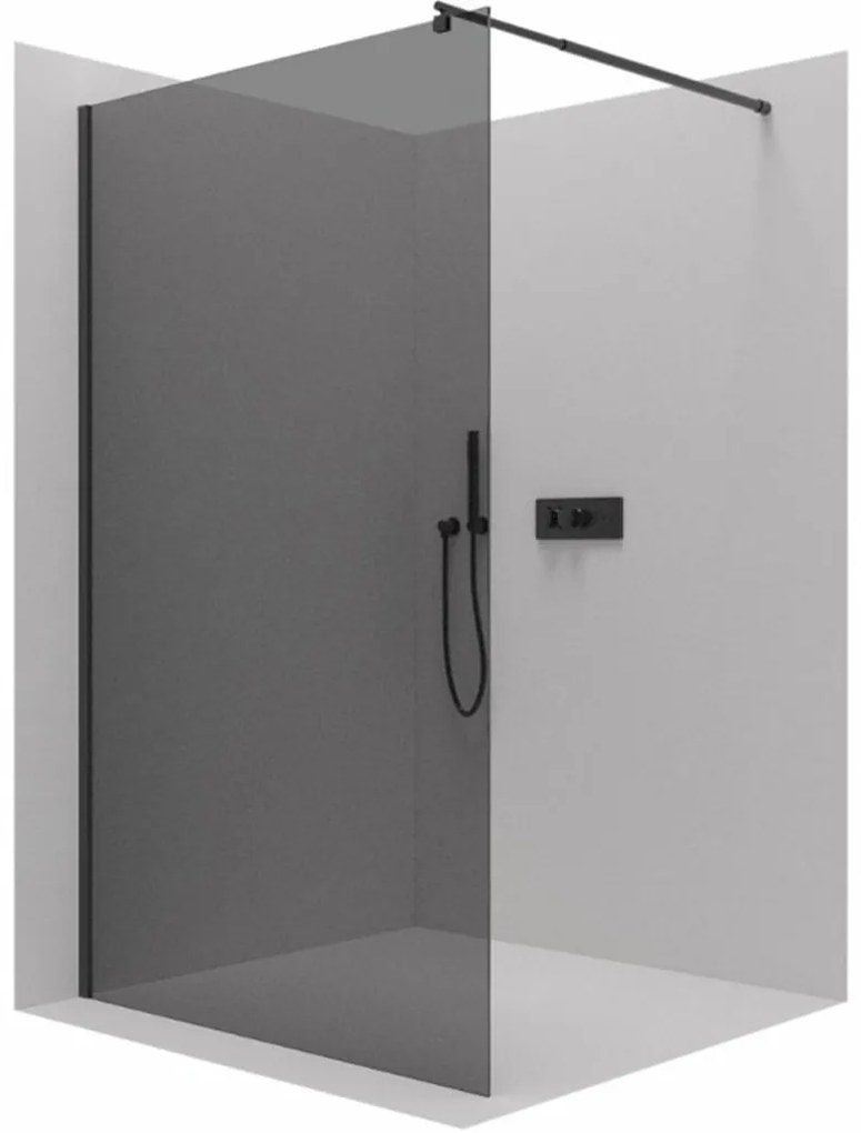 CERANO - Sprchová zástěna Walk-in Onyx L/P - černá matná, grafitové sklo- 130x200 cm