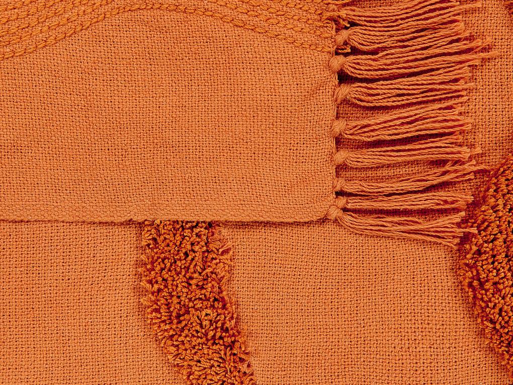 Bavlněná deka 125 x 150 cm oranžová KHARI Beliani