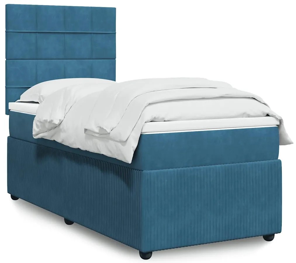 Box spring postel s matrací tmavě modrá 80 x 200 cm samet 3292194
