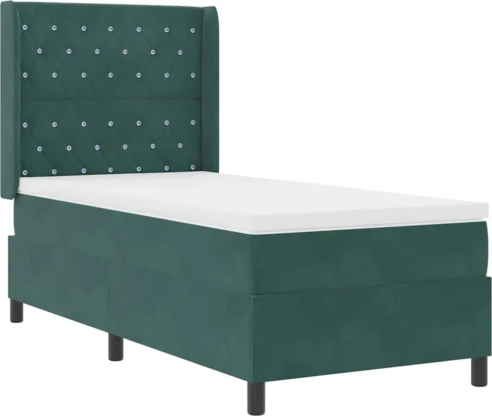 Postel s boxspringem s matrací Tmavě zelená 90 x 200 cm samet 3341939