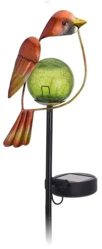 Solární lampa Bird oranžová, 13 x 6 x 52 cm