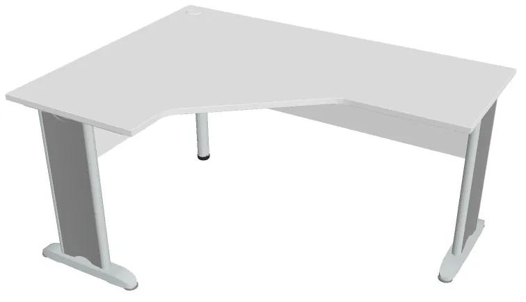Stůl ergo lomený pravý 160×120/60 cm - Hobis Cross CEV 60 P Dekor stolové desky: bílá, Dekor lamino podnože: bílá, Barva nohou: Stříbrná