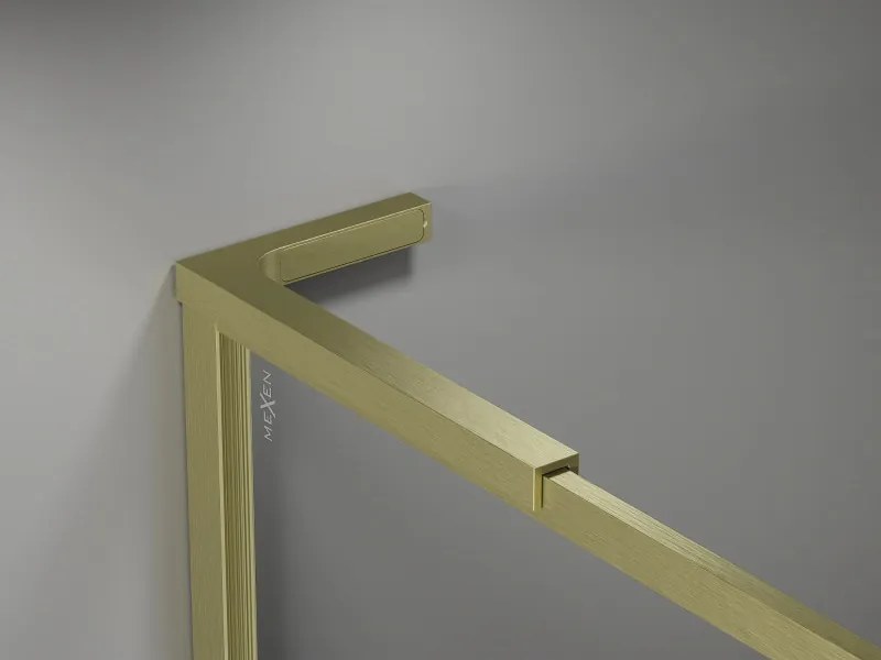 Mexen, Mexen Kioto-F L sprchová stěna s rámem 120 x 202 cm, průhledná 8 mm, broušené zlato - 800-120-174-55-00