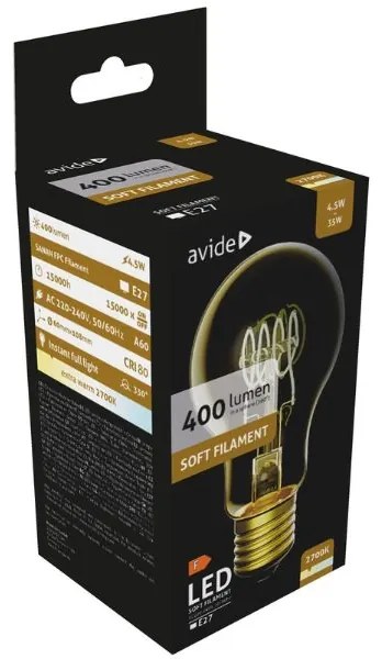 Prémiová designová retro LED žárovka E27 4,5W 400lm EXTRA TEPLÁ filament ekv. 35W 3 roky