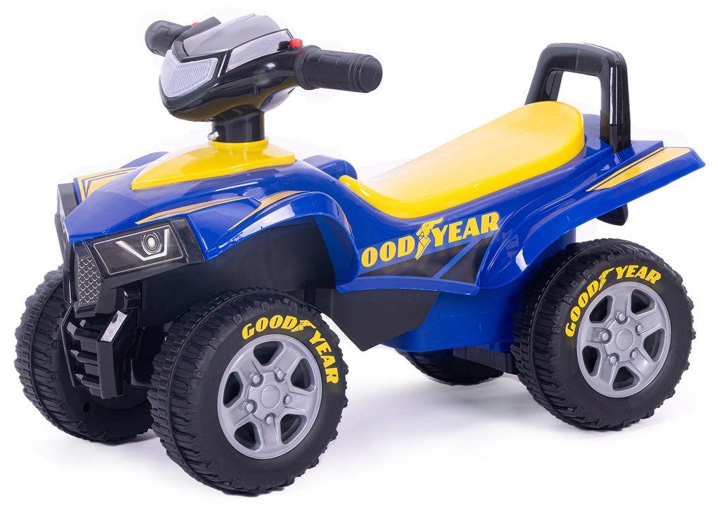 Čtyřkolka Goodyear, interaktivní volant, zvuky, MODRÁ