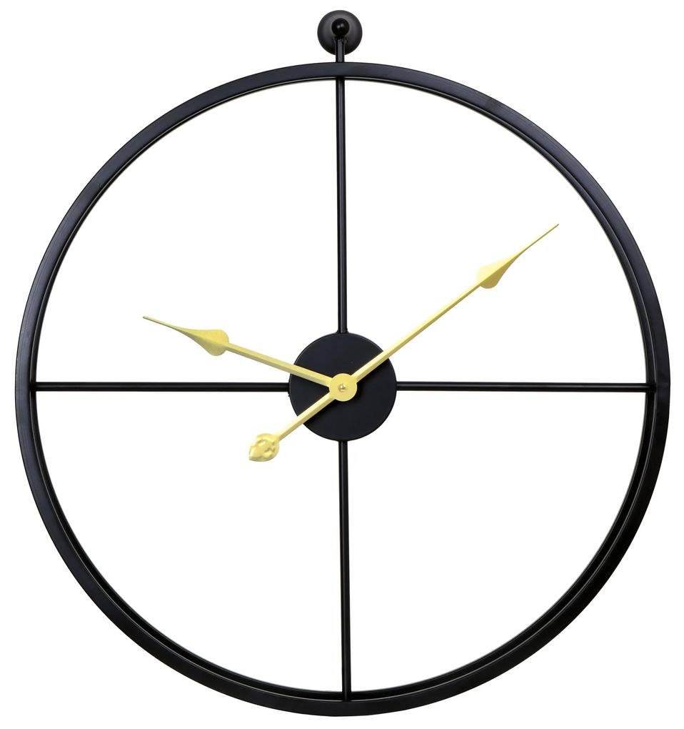 ViaDomo Via Domo - Nástěnné hodiny Sole - černá/zlatá - 56x56x6,5 cm