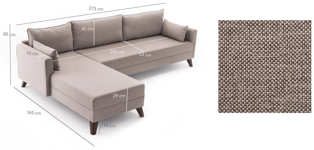 Atelier del Sofa Rohová sedací souprava Bella Corner Sofa Left 1 - Cream, Krémová