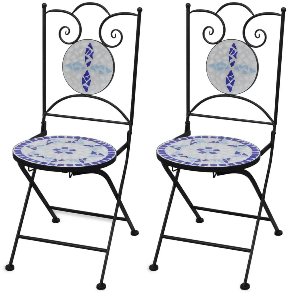41531 vidaXL Skládací bistro židle 2 ks keramické modré a bílé