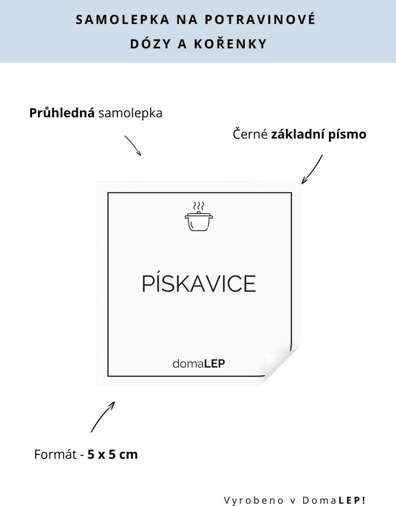 Samolepka na kořenky PÍSKAVICE průhledná 5 × 5 cm základní písmo