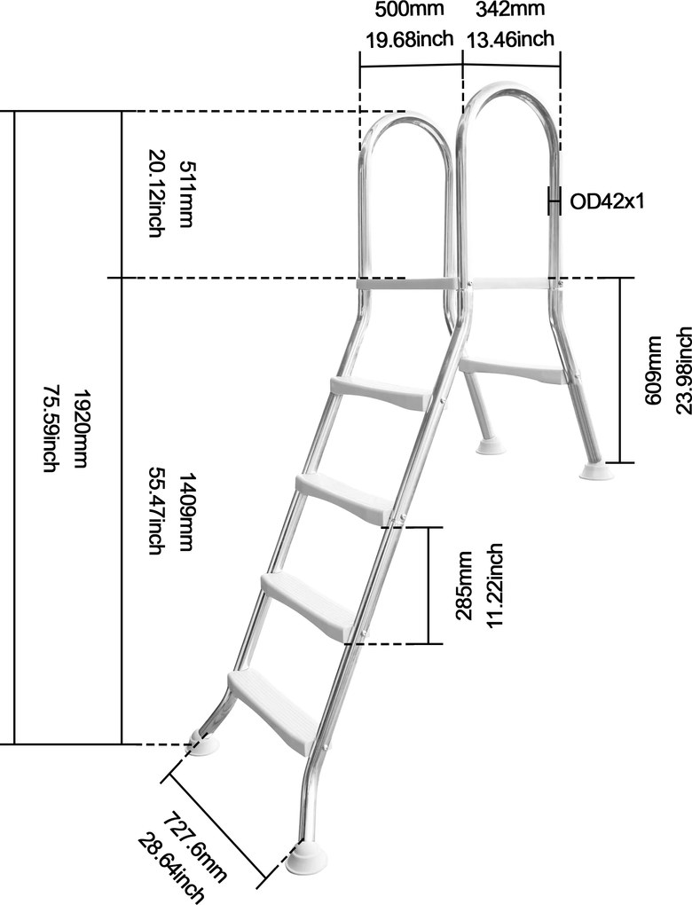 NEOVA Bazénové schůdky nerezová ocel 120 cm PL410