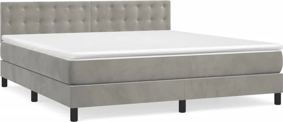Box spring postel s matrací světle šedá 180x200 cm samet 3141557